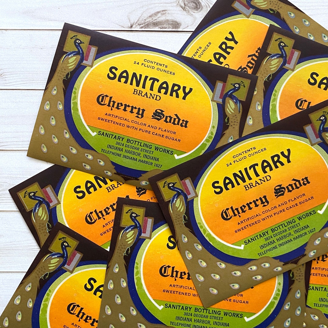 Vintage Sanitary Peacock Cherry Soda Labels - Set of 5 - Junk Journal ...