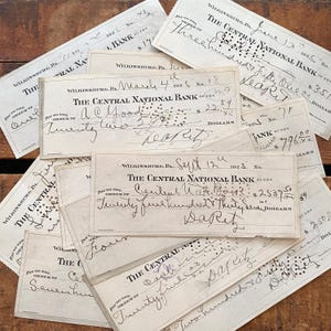 Vintage Bank Receipt Checks - Set of 8 - Junk Journal, Paper Ephemera ...