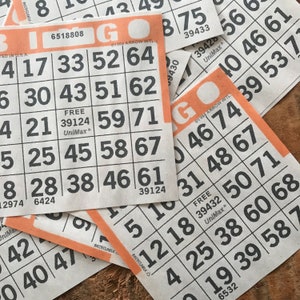 Orange Bingo Cards - Set of 20 - Bingo Sheets, Junk Journal Paper ...