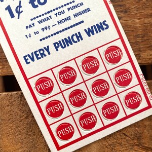 Vintage Unused 1950s Punch Board Game - Vintage Card, Game of Chance ...