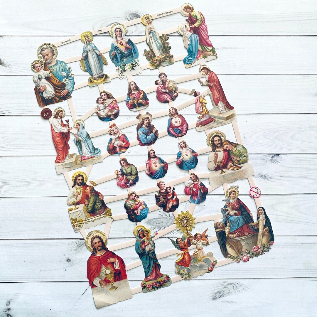 German Scraps Jesus, Mary, Religion Die Cuts, Cut Outs, Reproduction ...