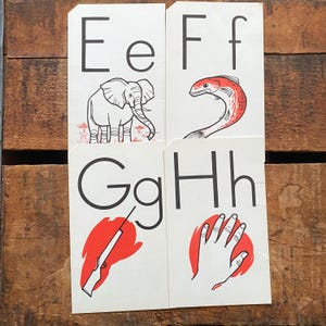 Vintage 1950s Milton Bradley Alphabet Flash Cards Full Alphabet, 26 ...