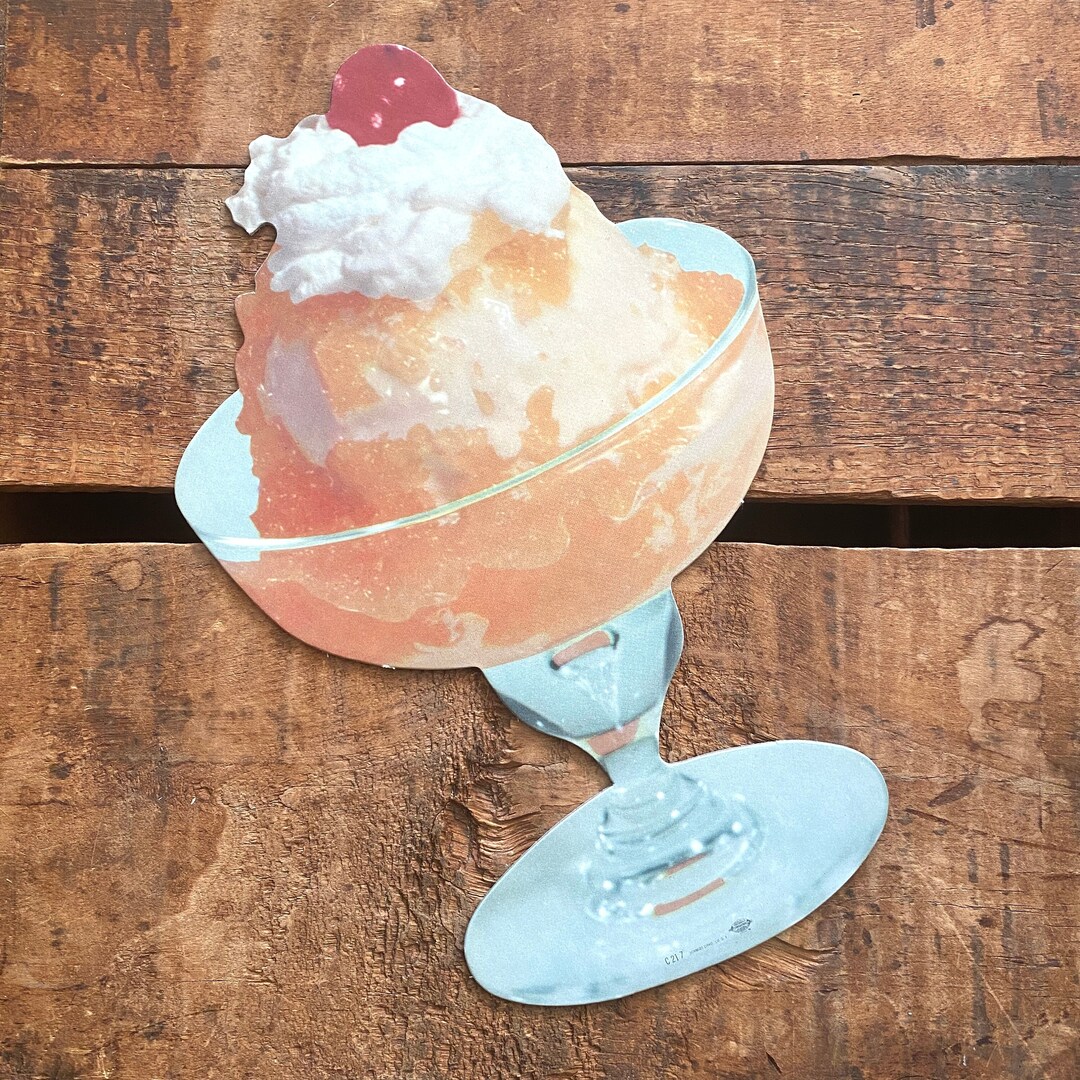 Vintage Ice Cream Sundae Cardboard Die Cut - NOS Vintage Novelty Paper ...