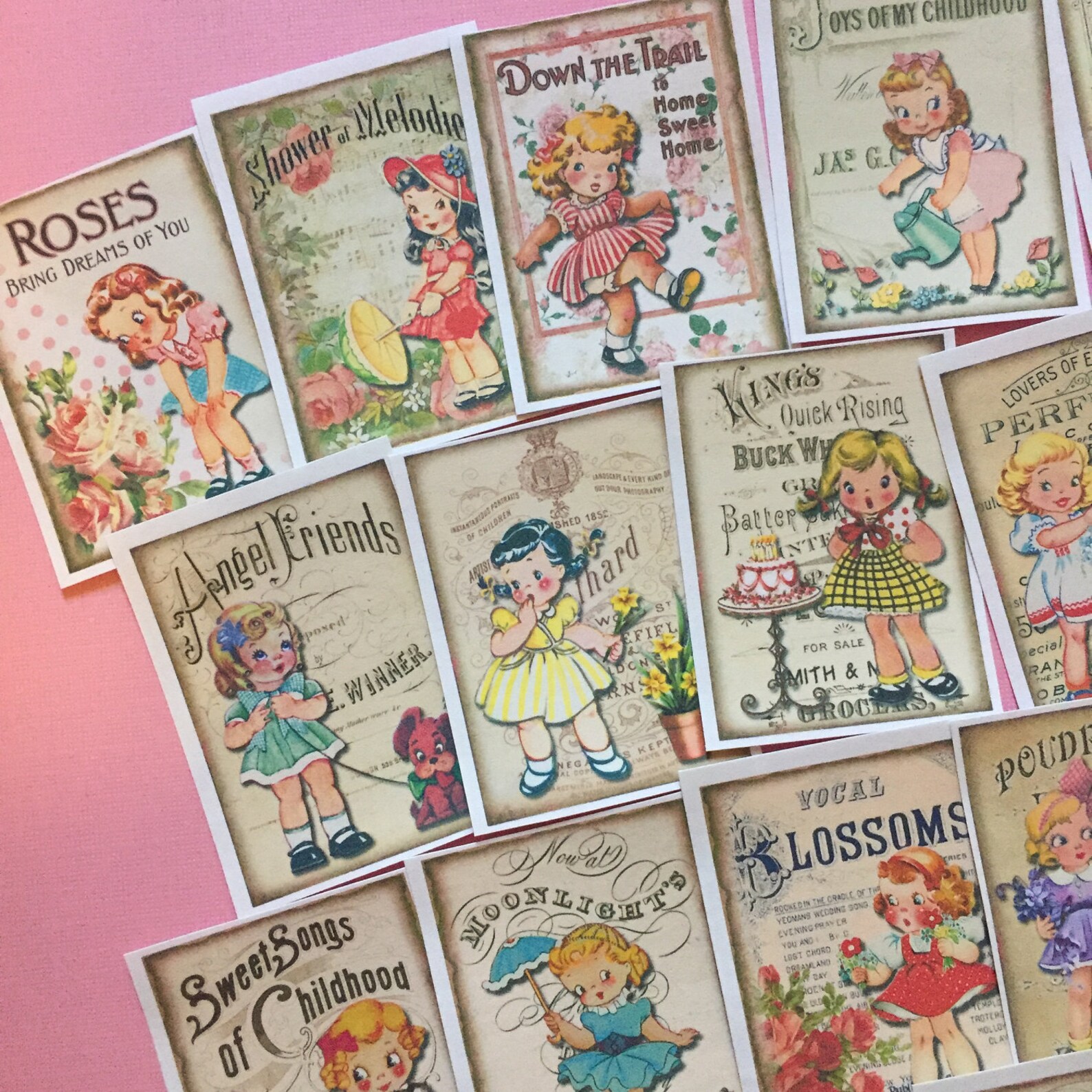 Vintage Girl Stickers Set of 18 Handmade Stickers Vintage - Etsy