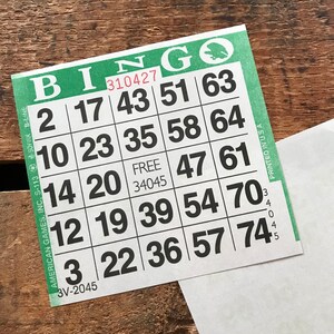 Green Bingo Cards - Set of 20 - Bingo Sheets, Junk Journal Paper ...