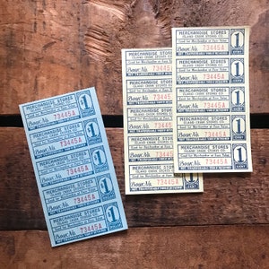 Vintage Merchandise Tickets - 8 Sheets, 40 Tickets - Vintage Tickets ...