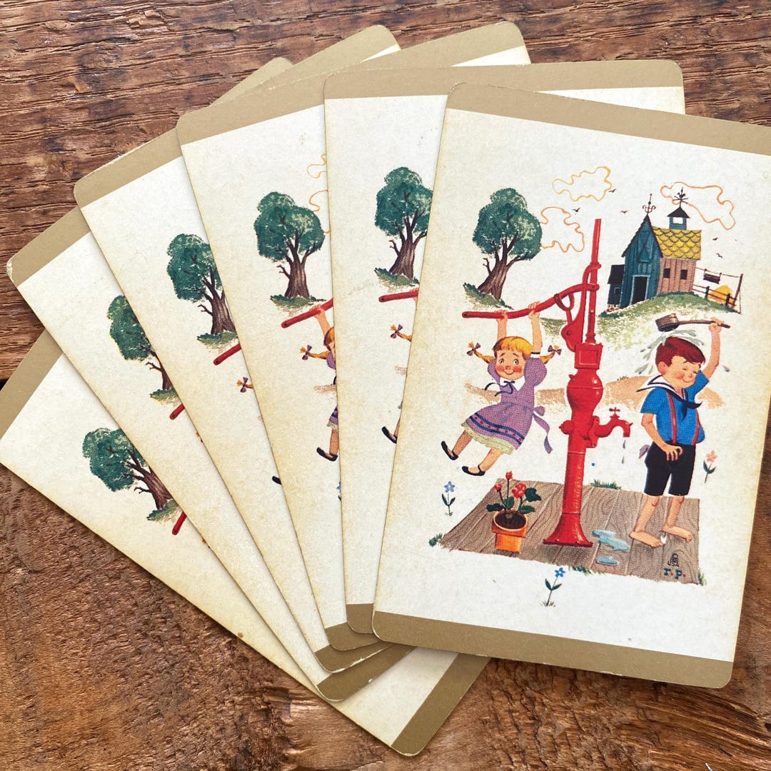 Vintage Children Outside Playing Cards - Set of 6 - Etsy