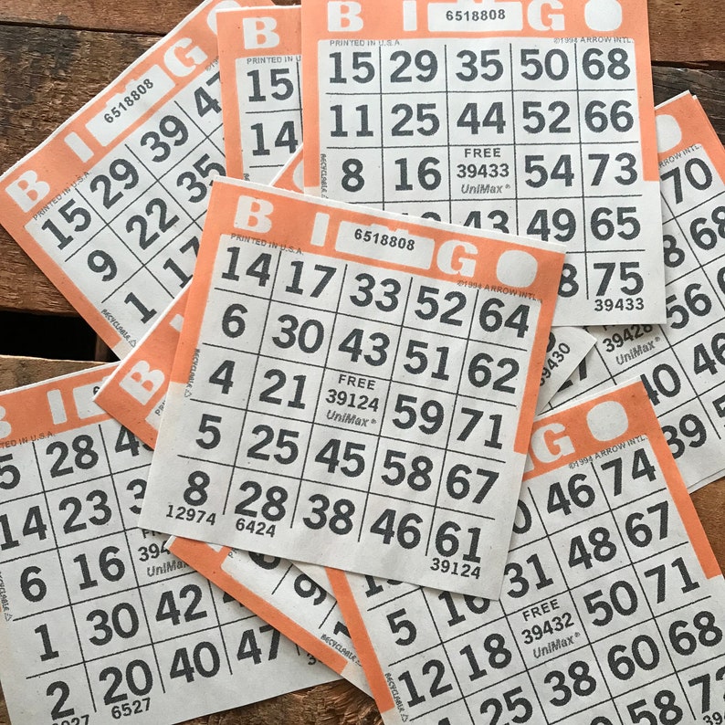 Orange Bingo Cards Set of 20 Bingo Sheets Junk Journal - Etsy