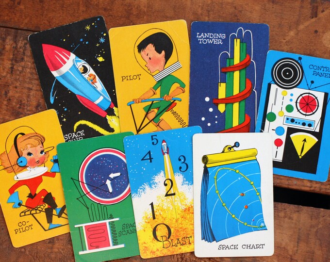 Vintage Space-o Cards - Set of 8 - Outer Space, Future, Science, Orbit ...