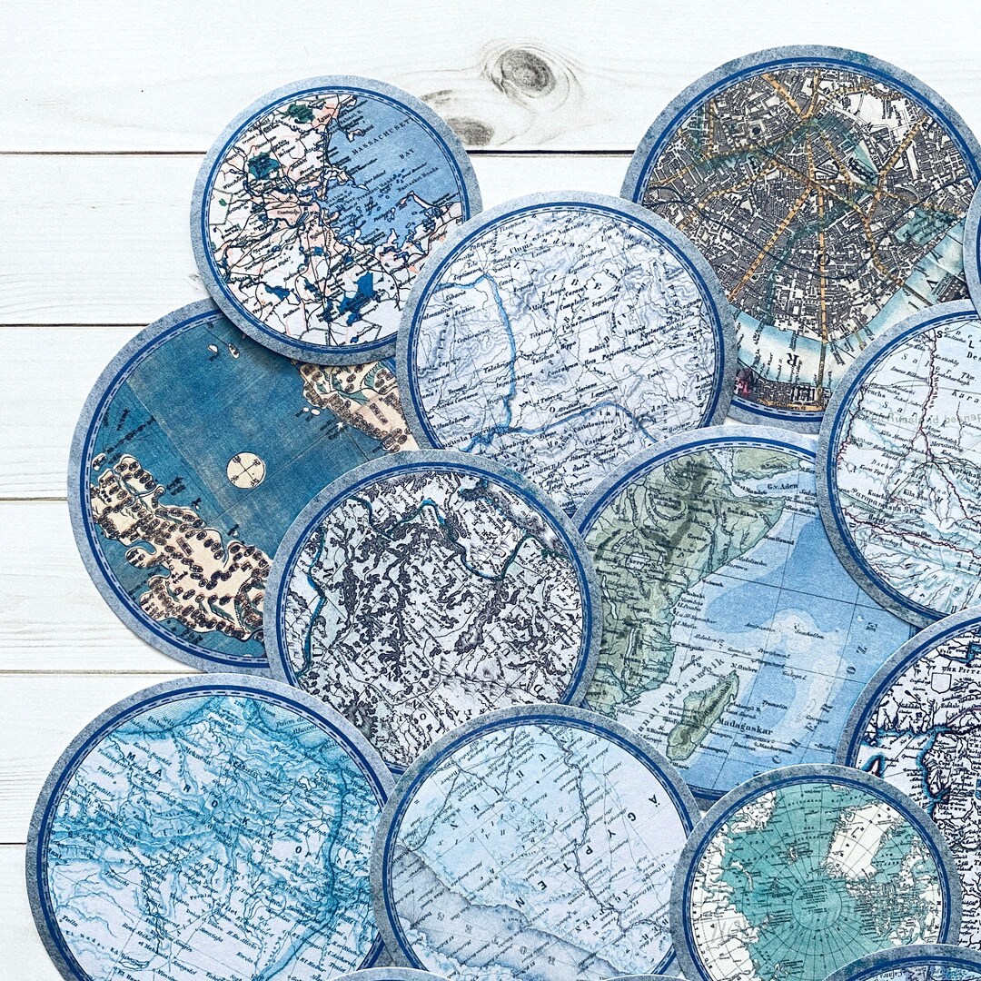 World Map Stickers - Set of 15 - Junk Journal Ephemera Supply - Etsy
