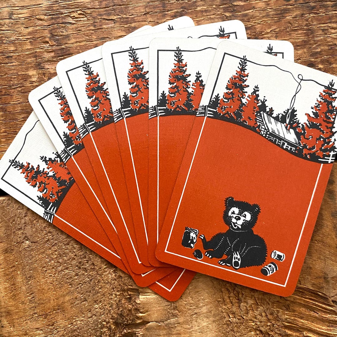 Vintage Black Bear Playing Cards - Set of 6 - Etsy
