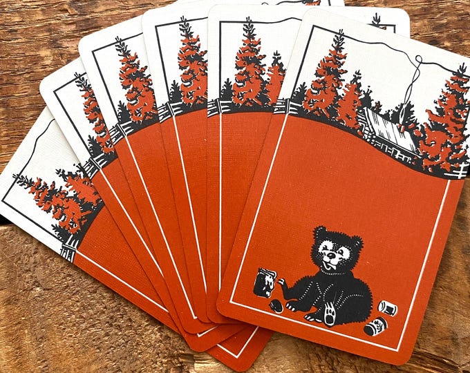 Vintage Black Bear Playing Cards - Set of 6 - Etsy