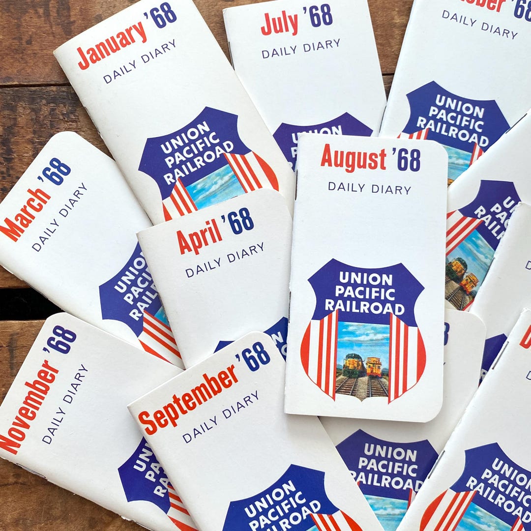 Vintage Monthly Diary - Unused, 1968 Memo Book, Union Pacific Railroad ...