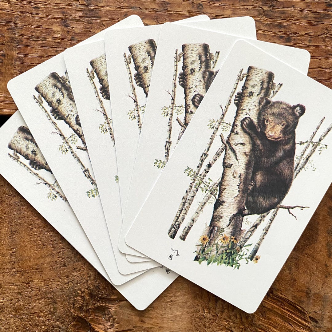 Vintage Black Bear Playing Cards - Set of 6 - Scrapbooking, Paper ...