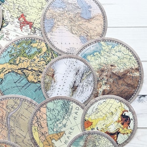 World Map Stickers - Set of 15 - Junk Journal Ephemera Supply - Etsy