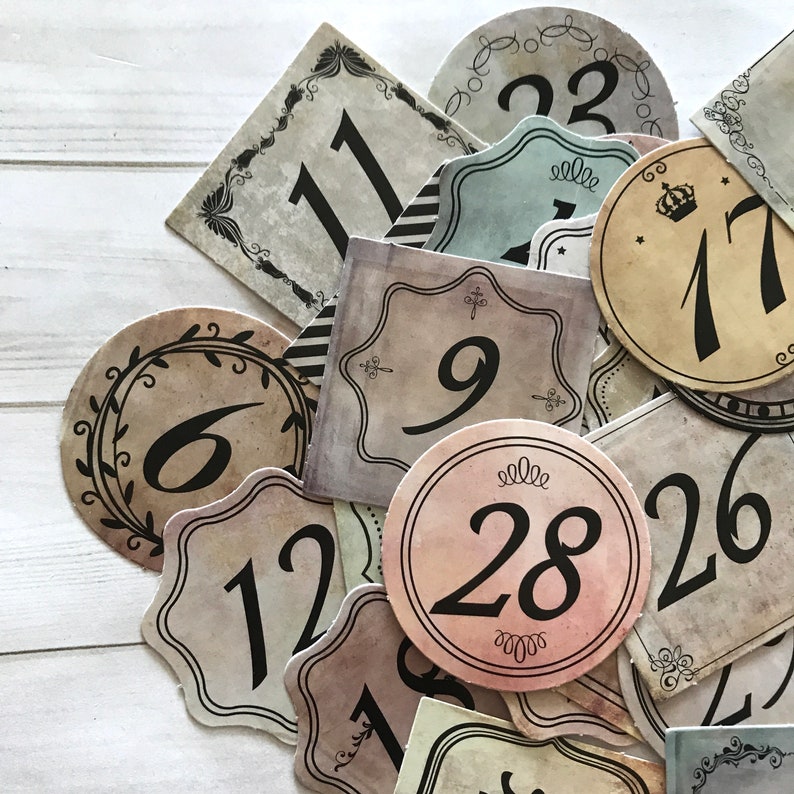 Calendar Stickers Set of 38 Number Stickers Junk Journal - Etsy