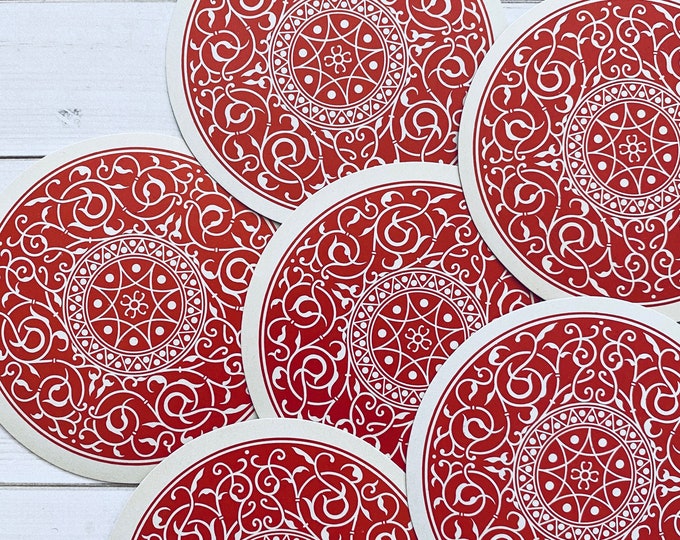 Vintage Playing Cards - Set of 6 - Round Cards, Paper Ephemera, Junk ...