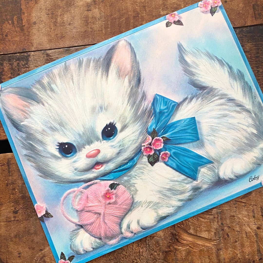 Vintage Unused Coby Birthday Card Kitten Cat Paper Ephemera, Junk ...