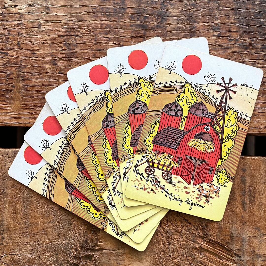 Vintage Playing Cards - Set of 6 - Vintage Cards, Vintage Farm Cards ...