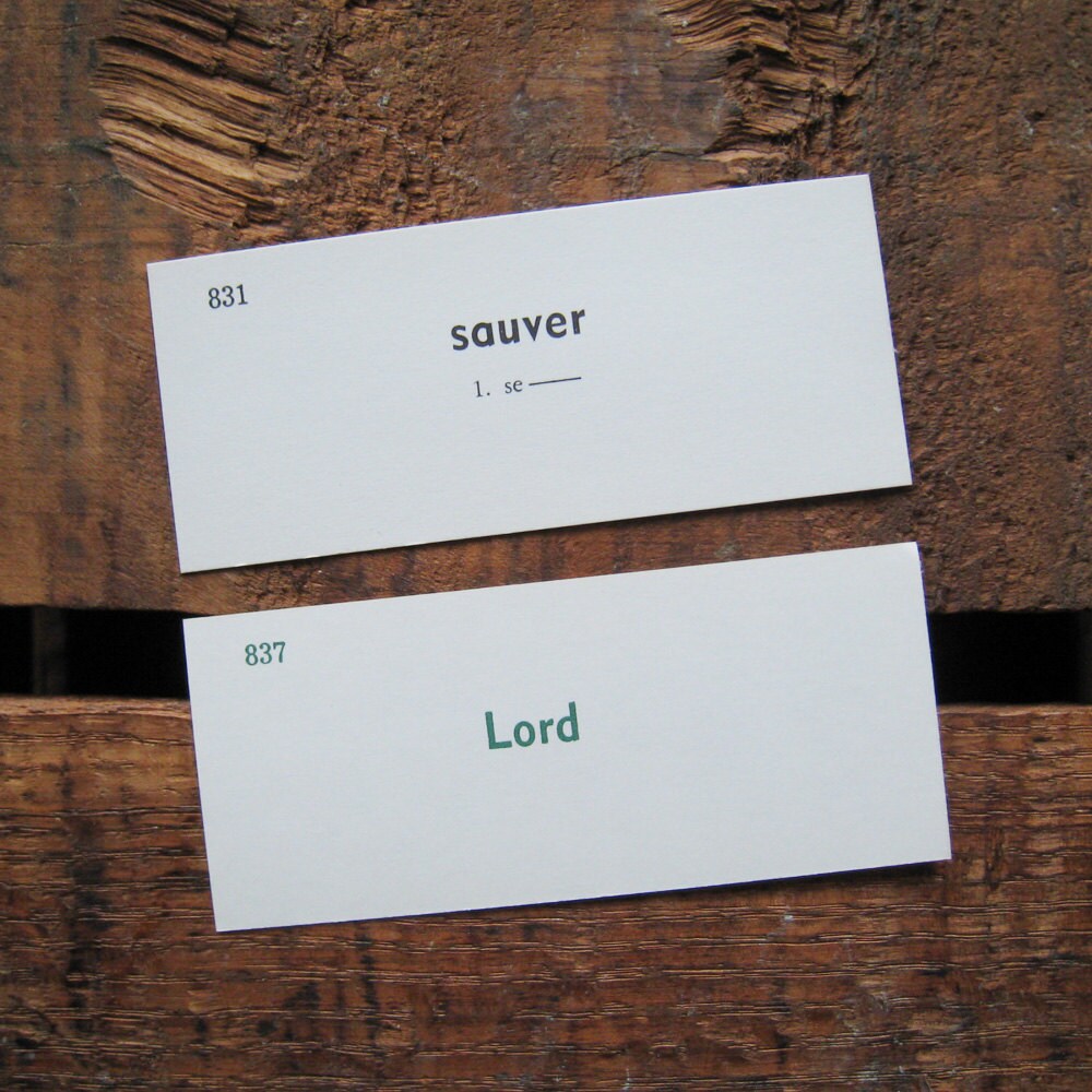 Vintage French Vocabulary Cards - Random Set of 25 - Junk Journal Paper ...