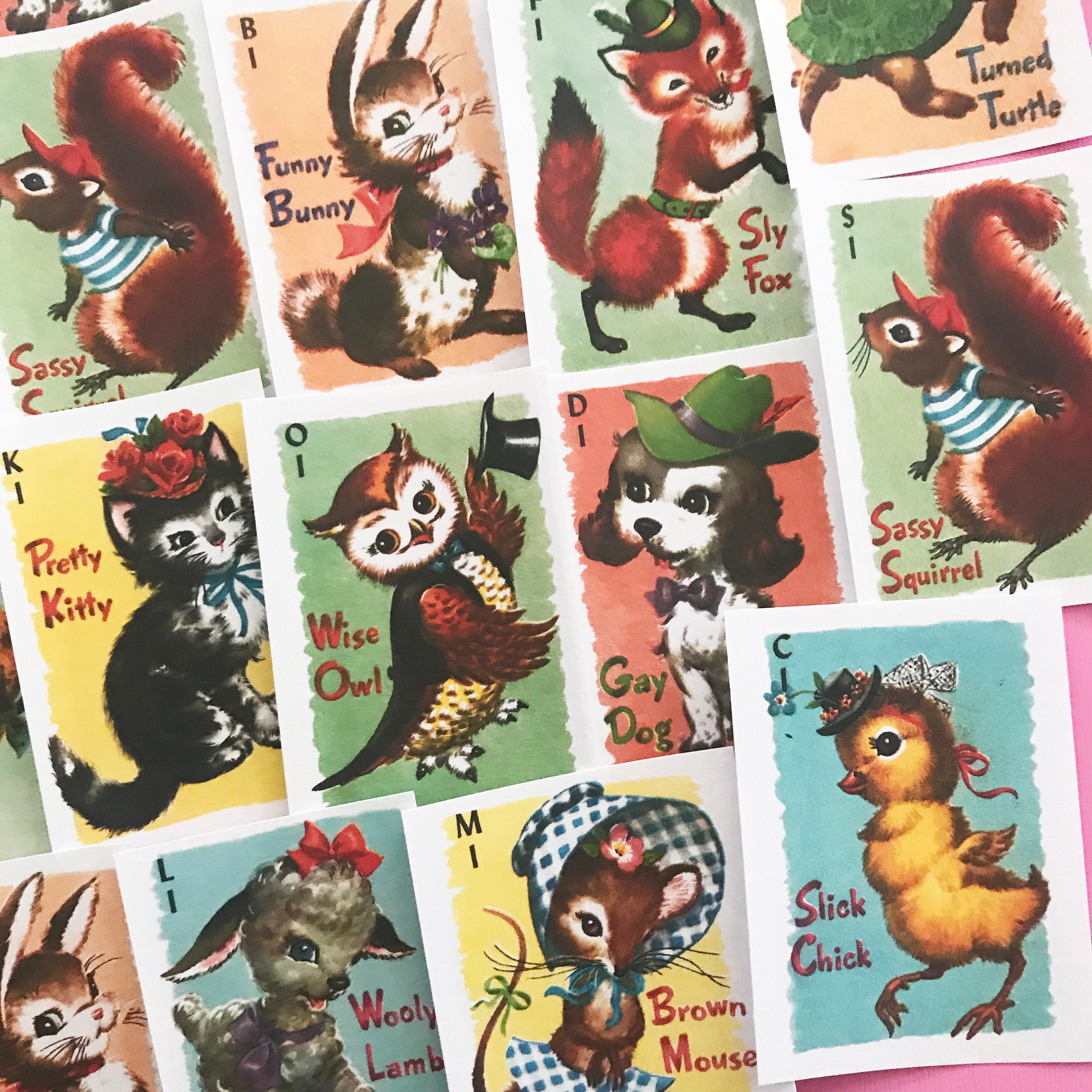 Animal Rummy Stickers - Set of 22 - Handmade Junk Journal Stickers - Etsy