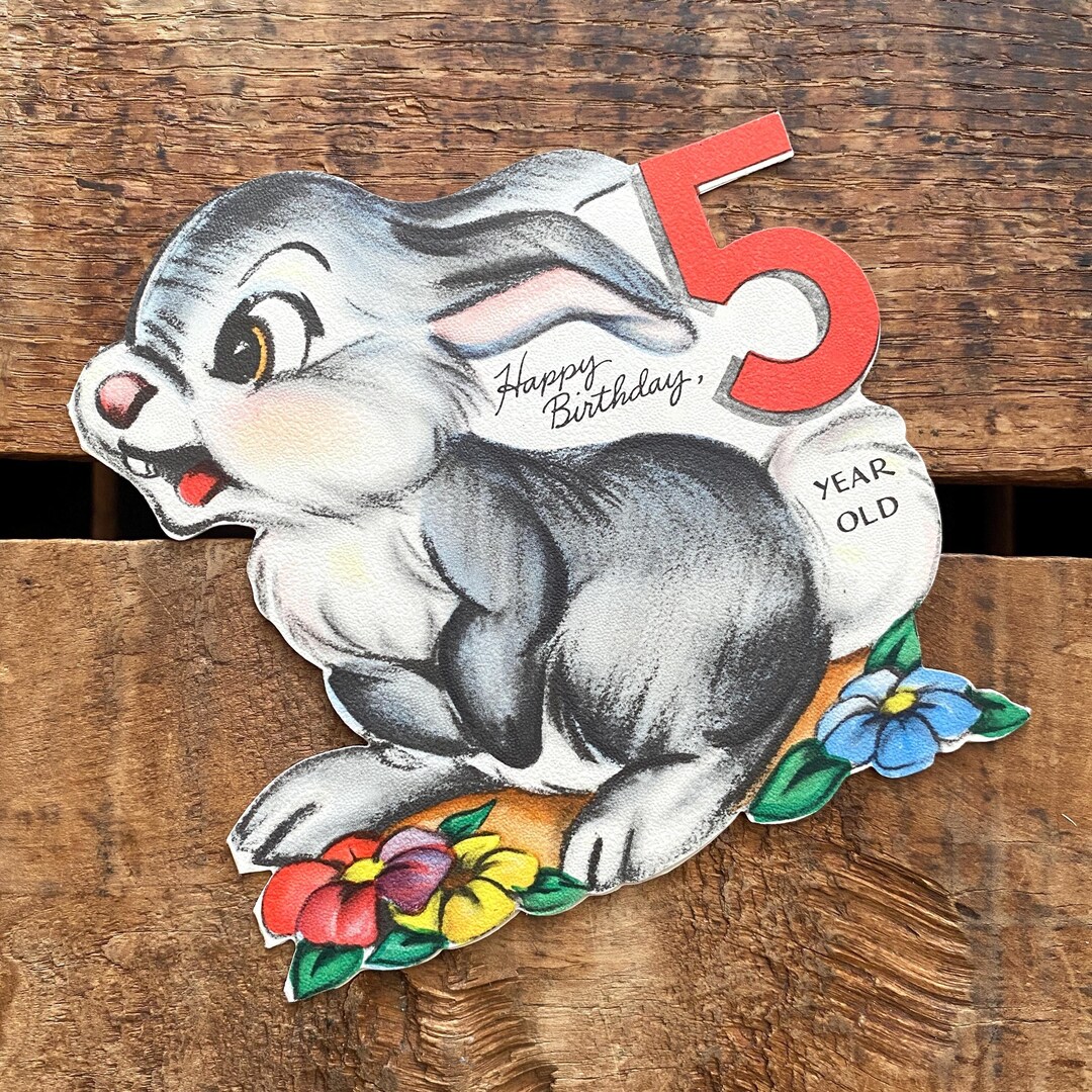 Vintage Unused Disney Thumper Birthday Card - 5-year-old Greeting Card ...