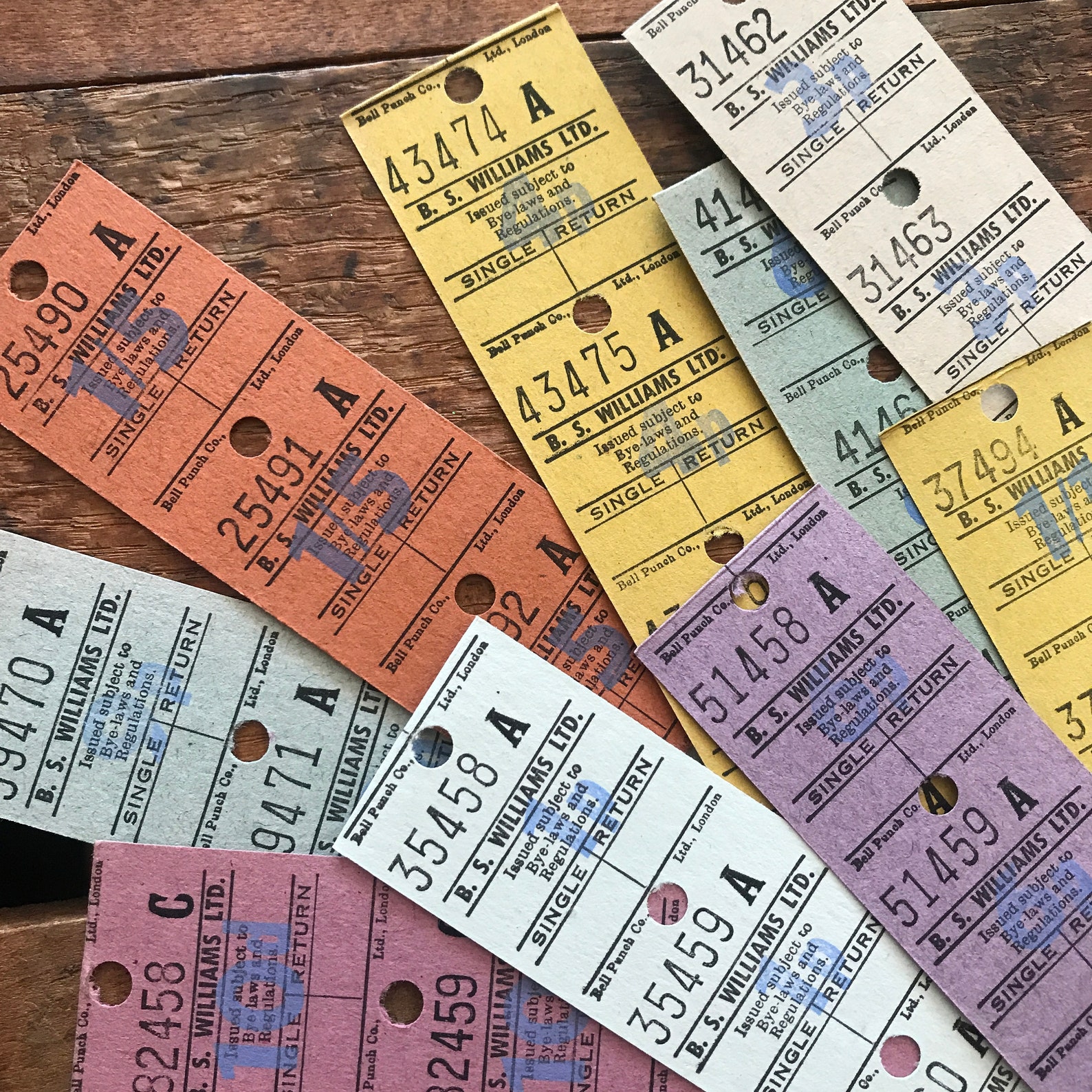 Vintage British Bus Tickets 10 Strips Vintage Tickets | Etsy