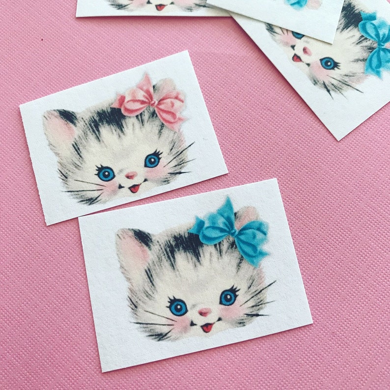 Kitten Stickers Set of 32 Handmade Stickers Vintage - Etsy