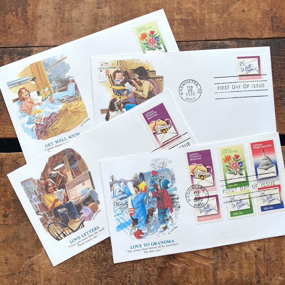 Vintage Unused 1980s First Day Issue Envelopes - Set of 4 - Paper ...