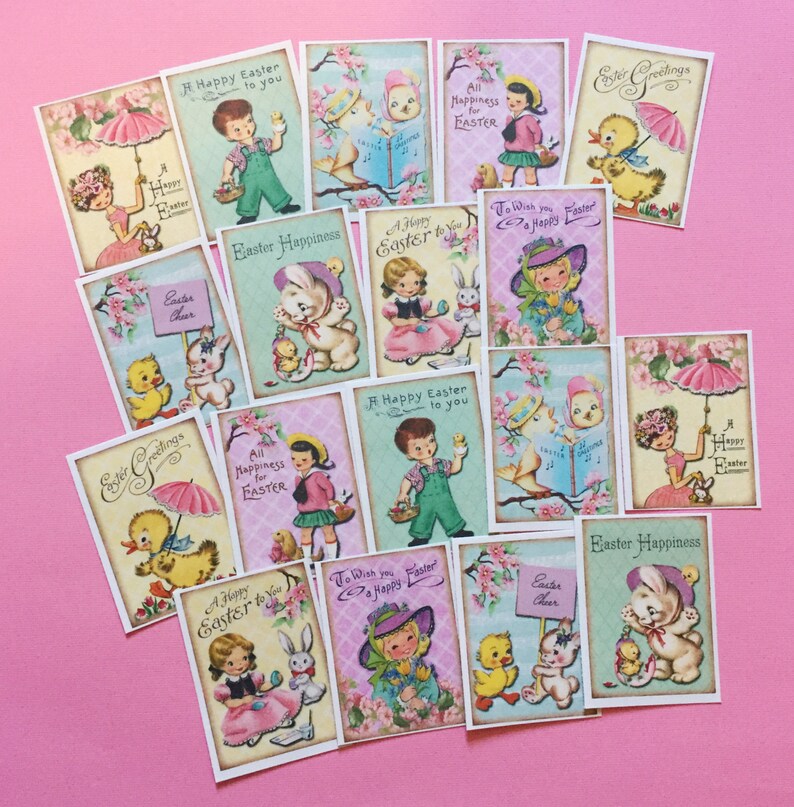 Easter Stickers Set of 18 Handmade Stickers Vintage | Etsy