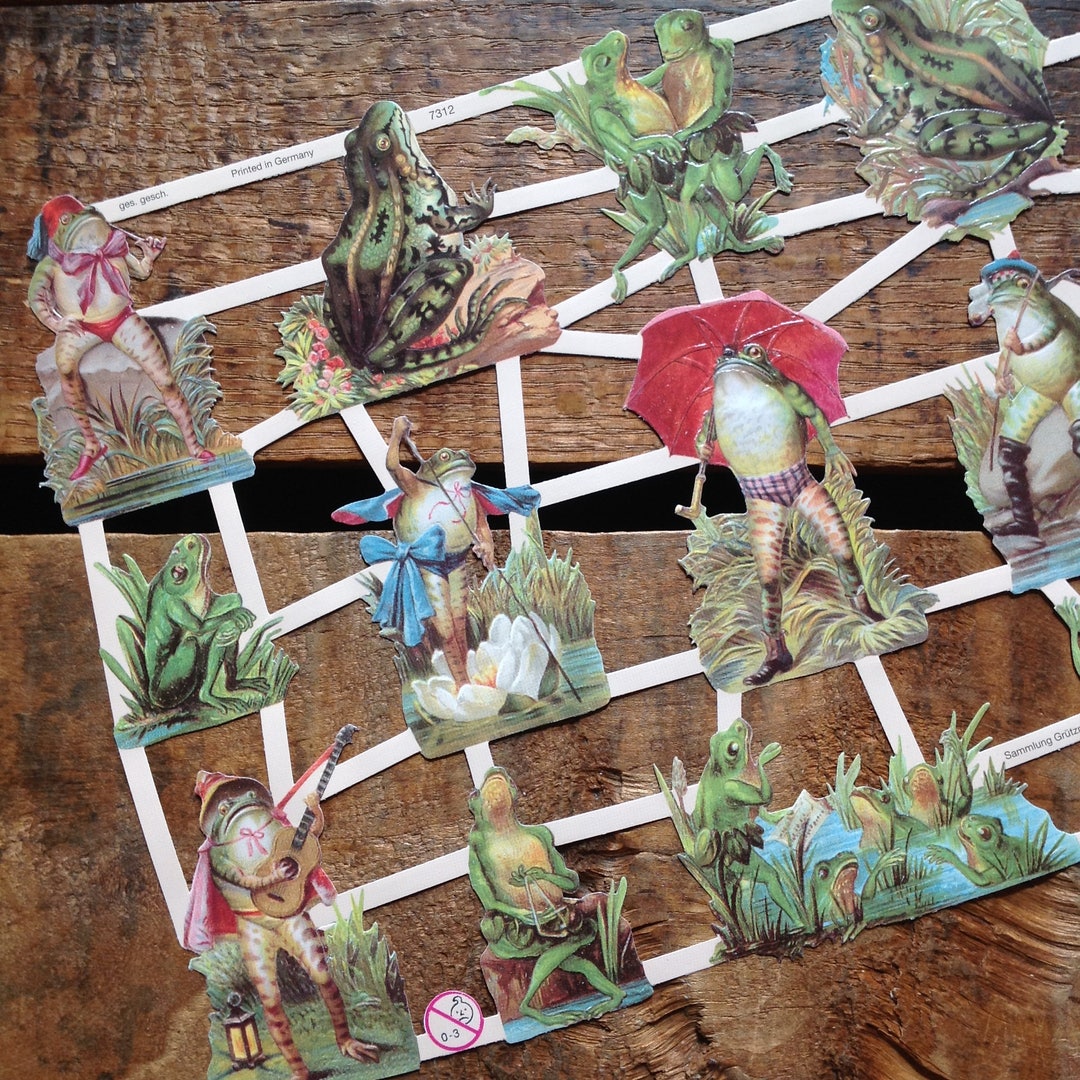 Vintage Style German Scrap Die Cuts: Frogs Ephemera - Etsy