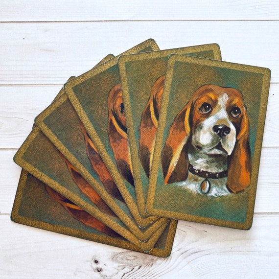 Dog Playing Cards Set of 6 Vintage Cards Vintage Children | Etsy
