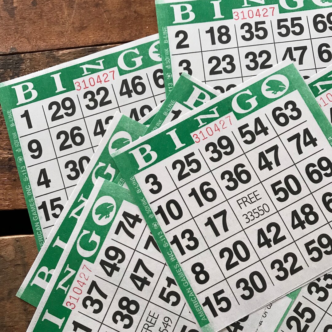 Green Bingo Cards - Set of 20 - Bingo Sheets, Junk Journal Paper ...