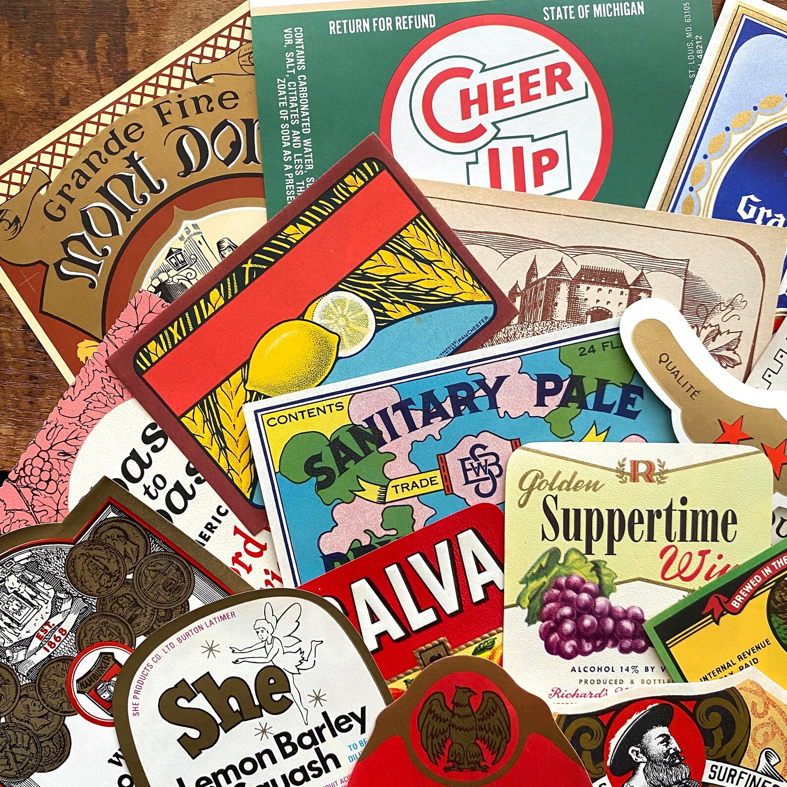 Vintage Assorted Labels Lot - Set of 27 - Paper Ephemera, Alcohol Food ...