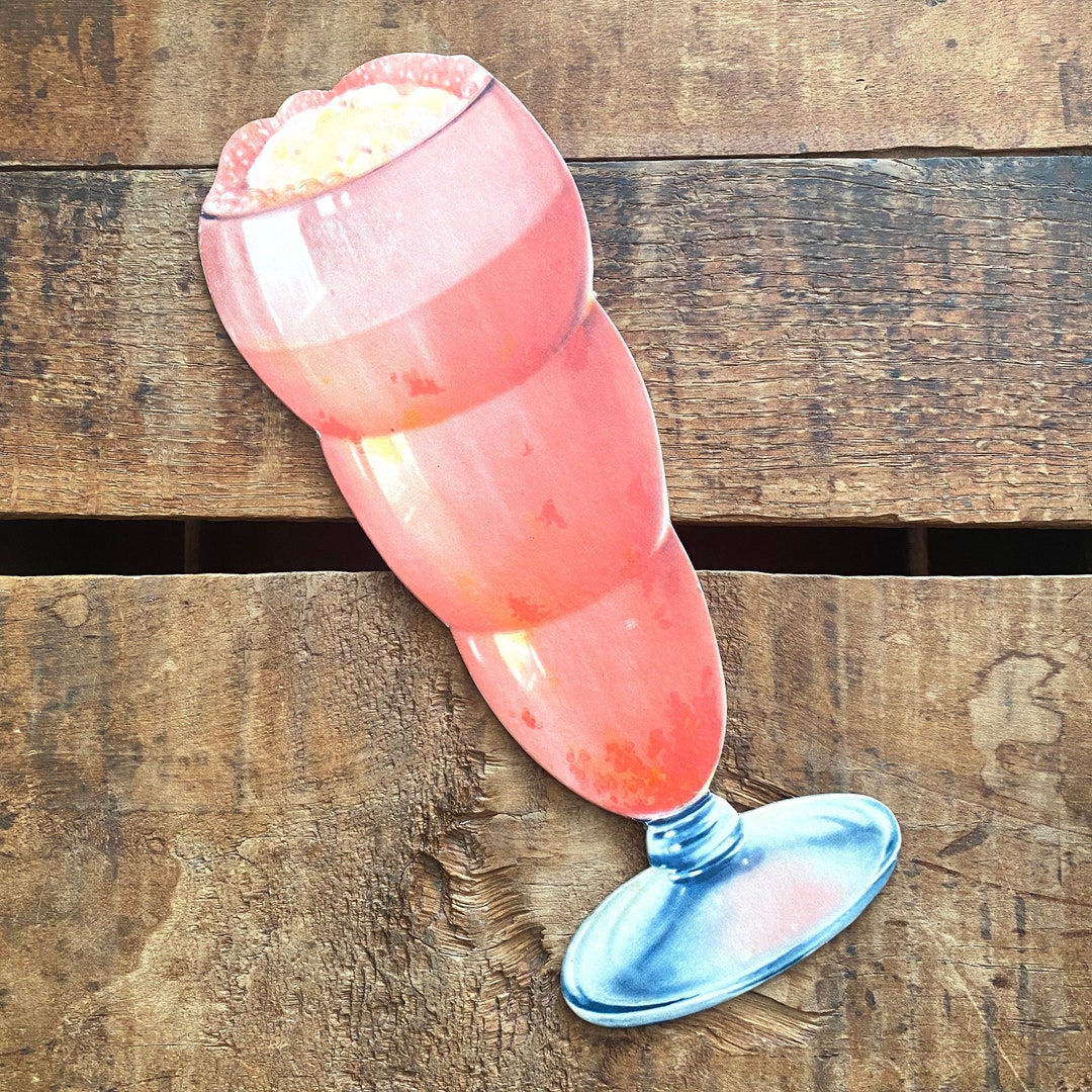 Vintage Strawberry Float Cardboard Die Cut - NOS Vintage Novelty Ice ...