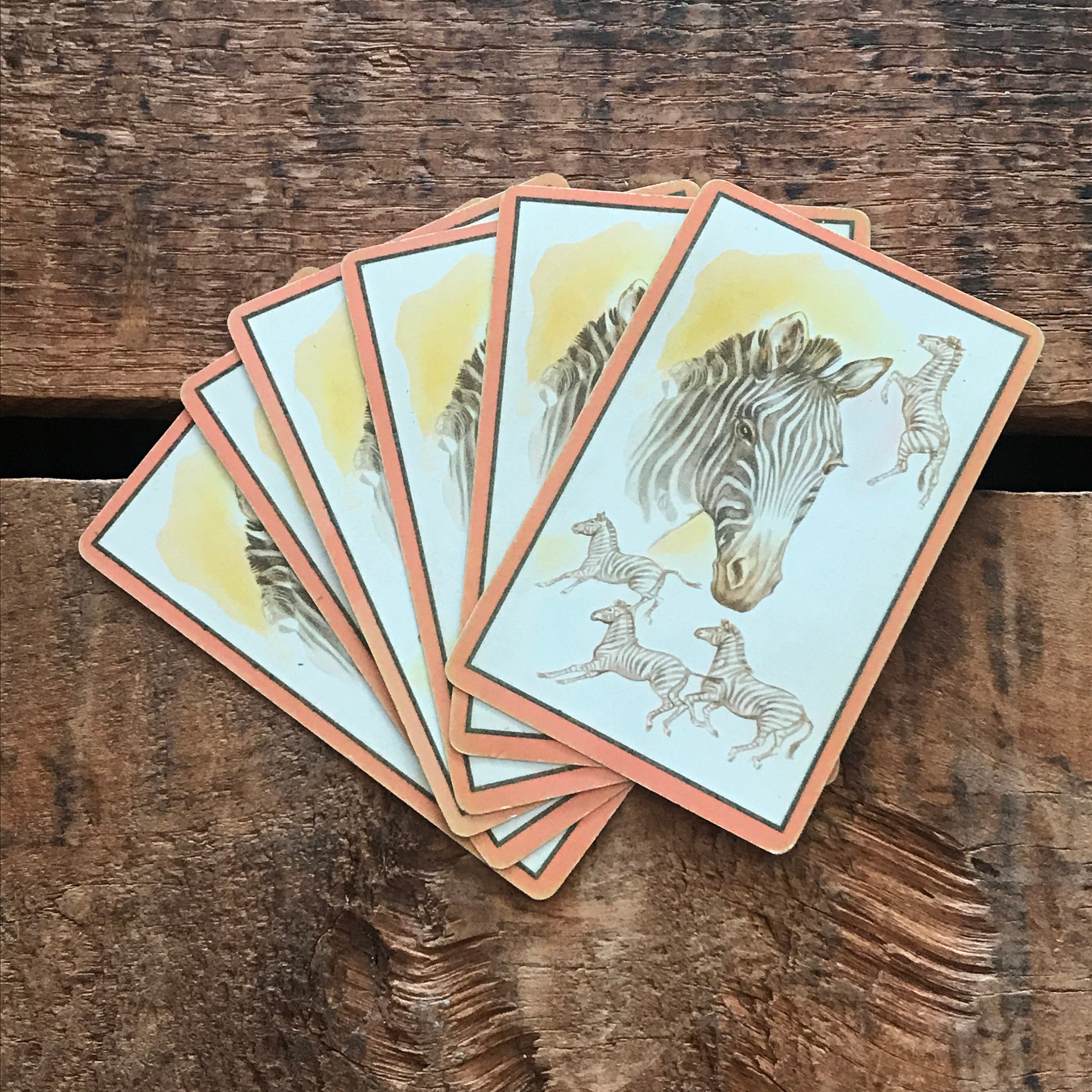 Vintage Zebra Playing Cards Set of 6 Vintage Cards | Etsy