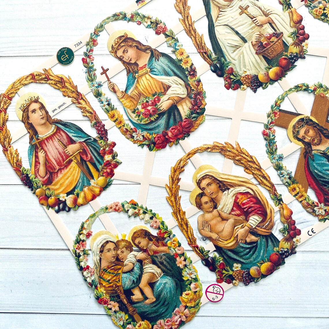 Vintage Style German Scrap Die Cuts: Jesus and Mary Religious Bible ...