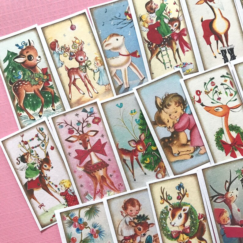 Christmas Deer Stickers - Set of 24 - Handmade Junk Journal Stickers - Etsy