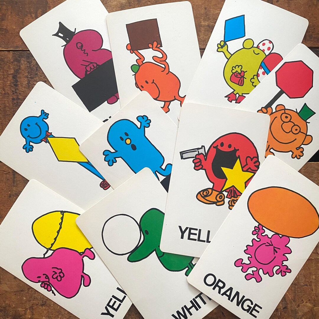 Vintage Mr. Men Little Miss Shape & Color Cards - 28 Cards - 1980s Card ...
