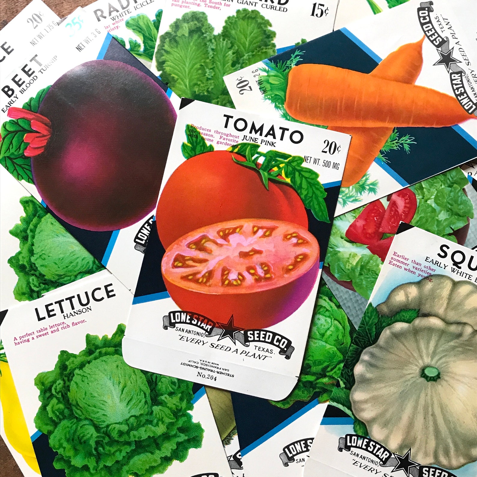 Vintage Vegetable Seed Packets EMPTY Random Set of 5 | Etsy