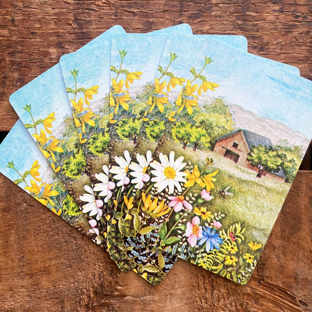 Vintage Farm and Flowers Playing Cards - Set of 6 - Etsy