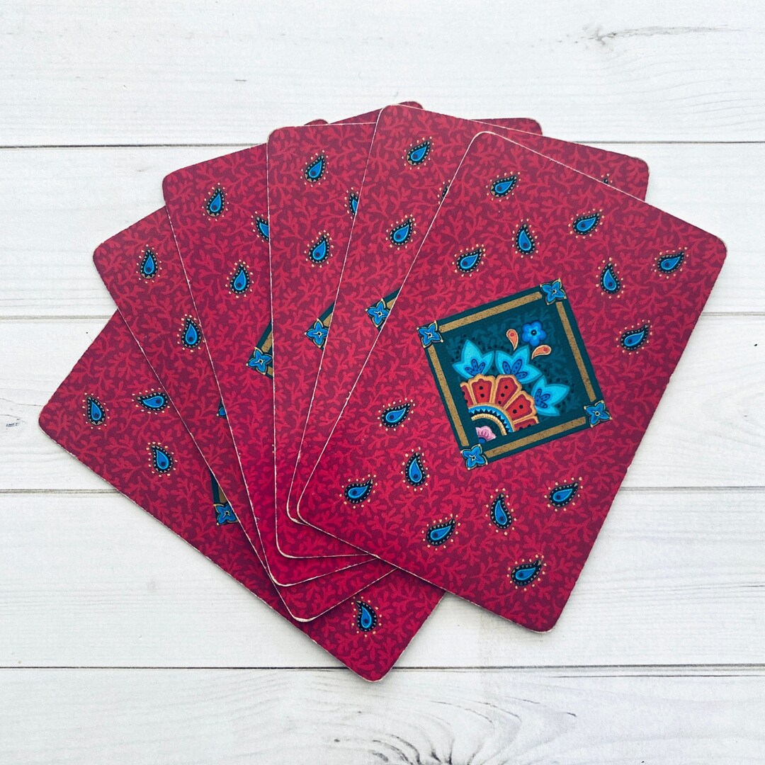Vintage Playing Cards - Set of 6 - Vintage Pattern Cards, Retro Kitsch ...