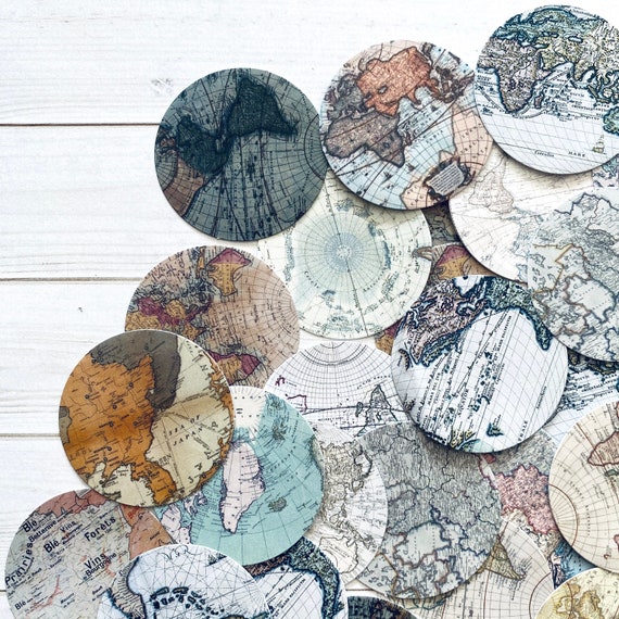 World Map Stickers Set of 46 Map Labels Junk Journal - Etsy