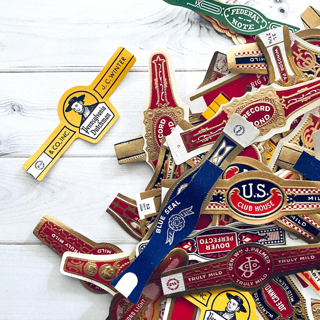 Vintage Cigar Labels - Set of 108 - Cigar Bands, Vintage Ephemera ...