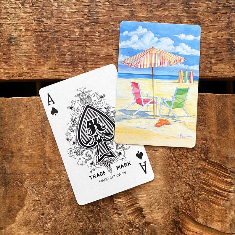 Vintage Beach Chairs and Umbrella Summer Playing Cards - Set of 6 - Etsy