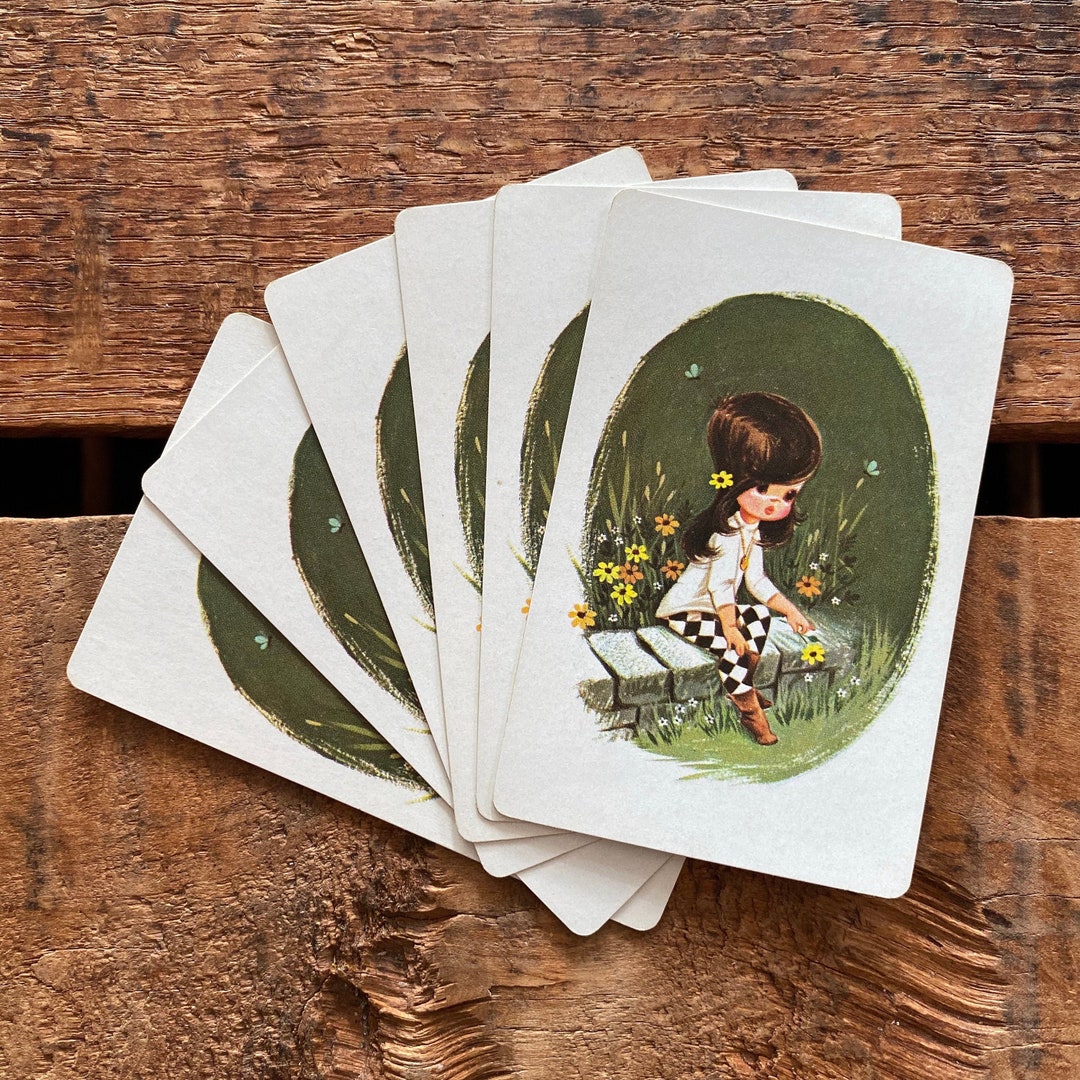 Vintage Playing Cards - Set of 6 - Cute Girl Cards, Mod Cards ...