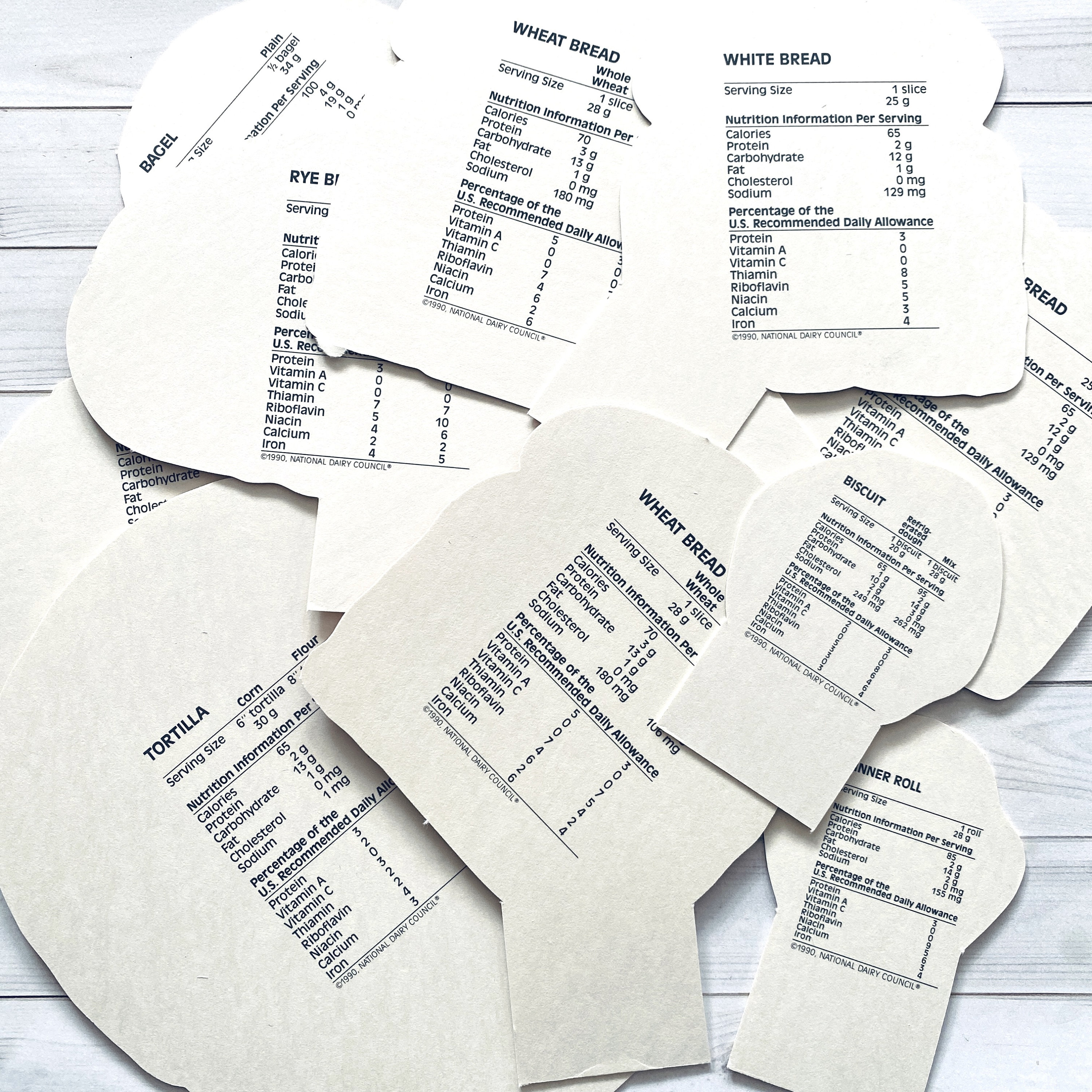 Vintage 1990s Bread Die Cut - Select Option - School Dietary Flash Card ...