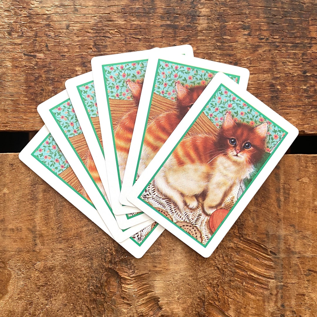 Vintage Kitten Playing Cards - Set of 6 - Vintage Cards, Vintage Cat ...