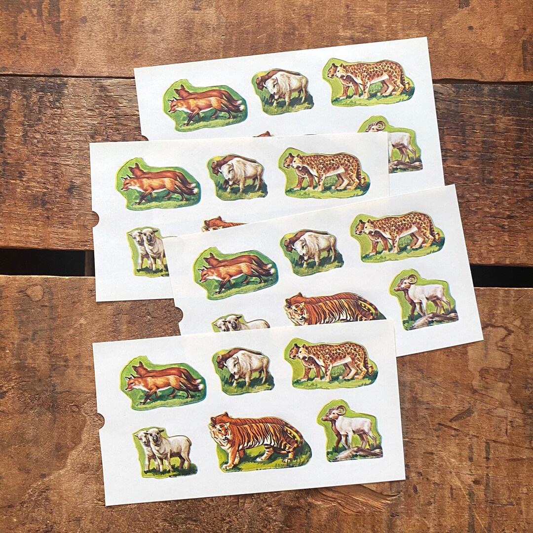 Vintage Animal Seals - 4 Sheets, 24 Seals - Dennison Seals, Vintage ...