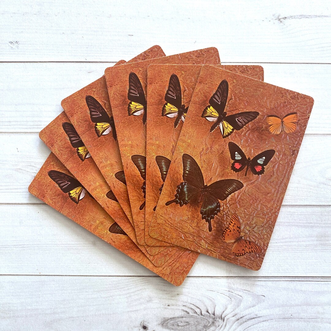 Vintage Butterfly Playing Cards - Set of 6 - Vintage Cards, Vintage ...